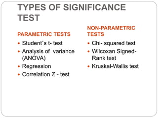 Statistical tests of significance and Student`s T-Test | PPTX