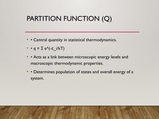 Statistical Thermodynamics, macro and micro states, partition function ...