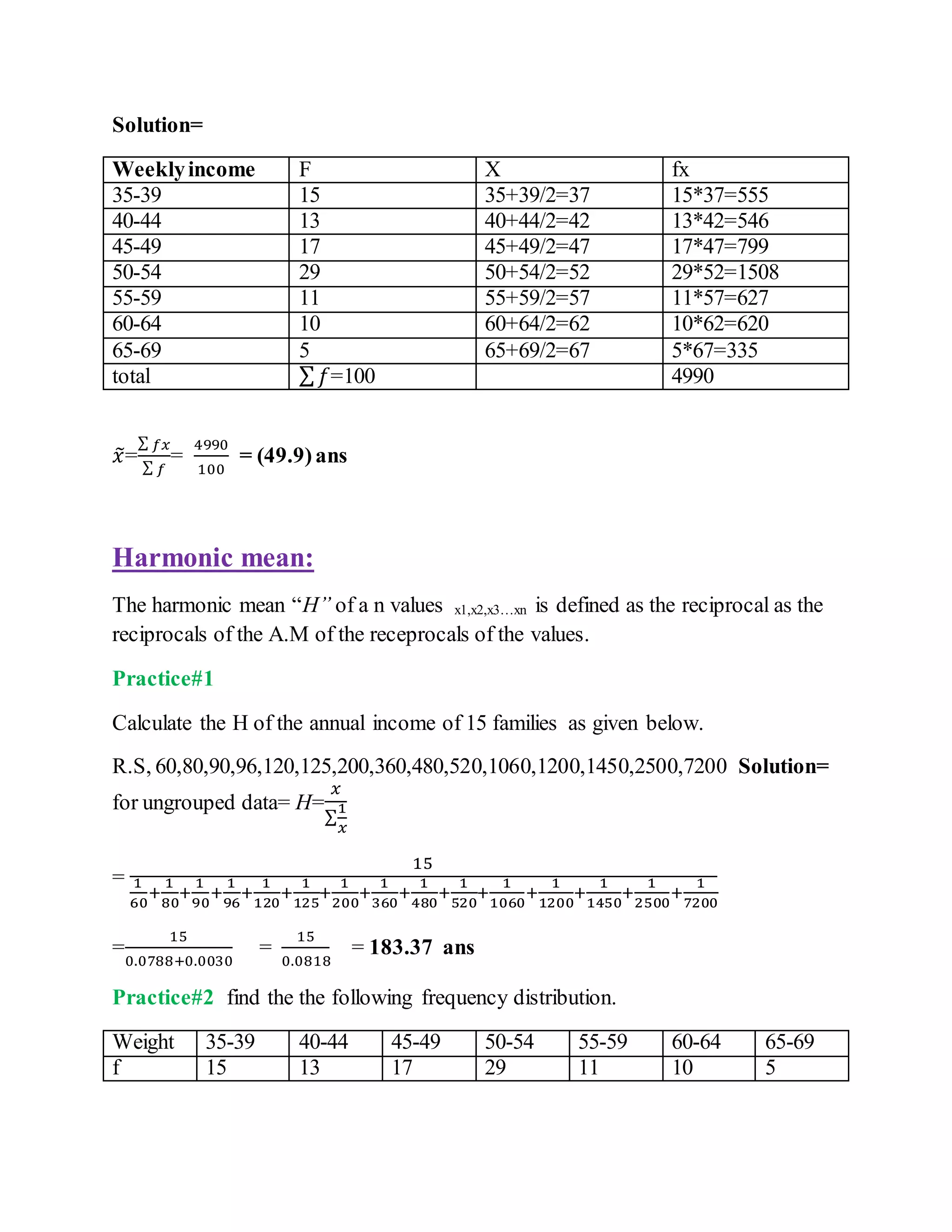 measurment of central tendency | PDF