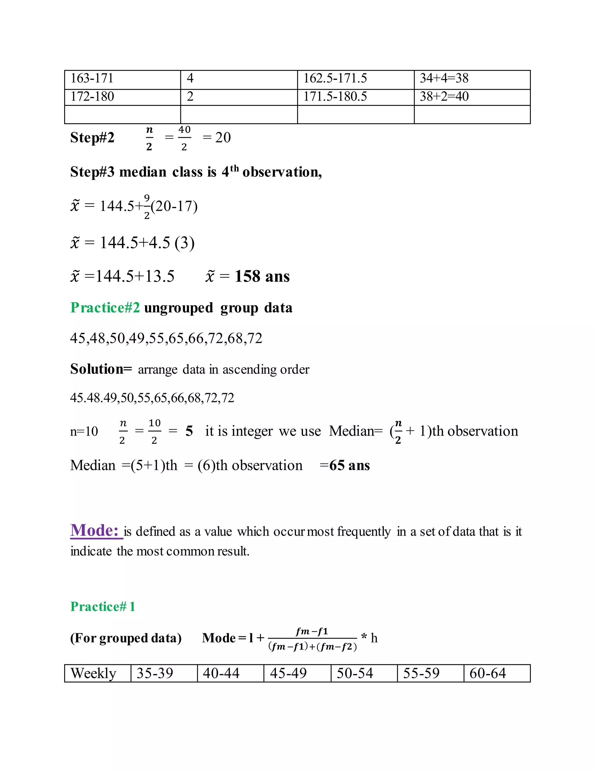 measurment of central tendency | PDF