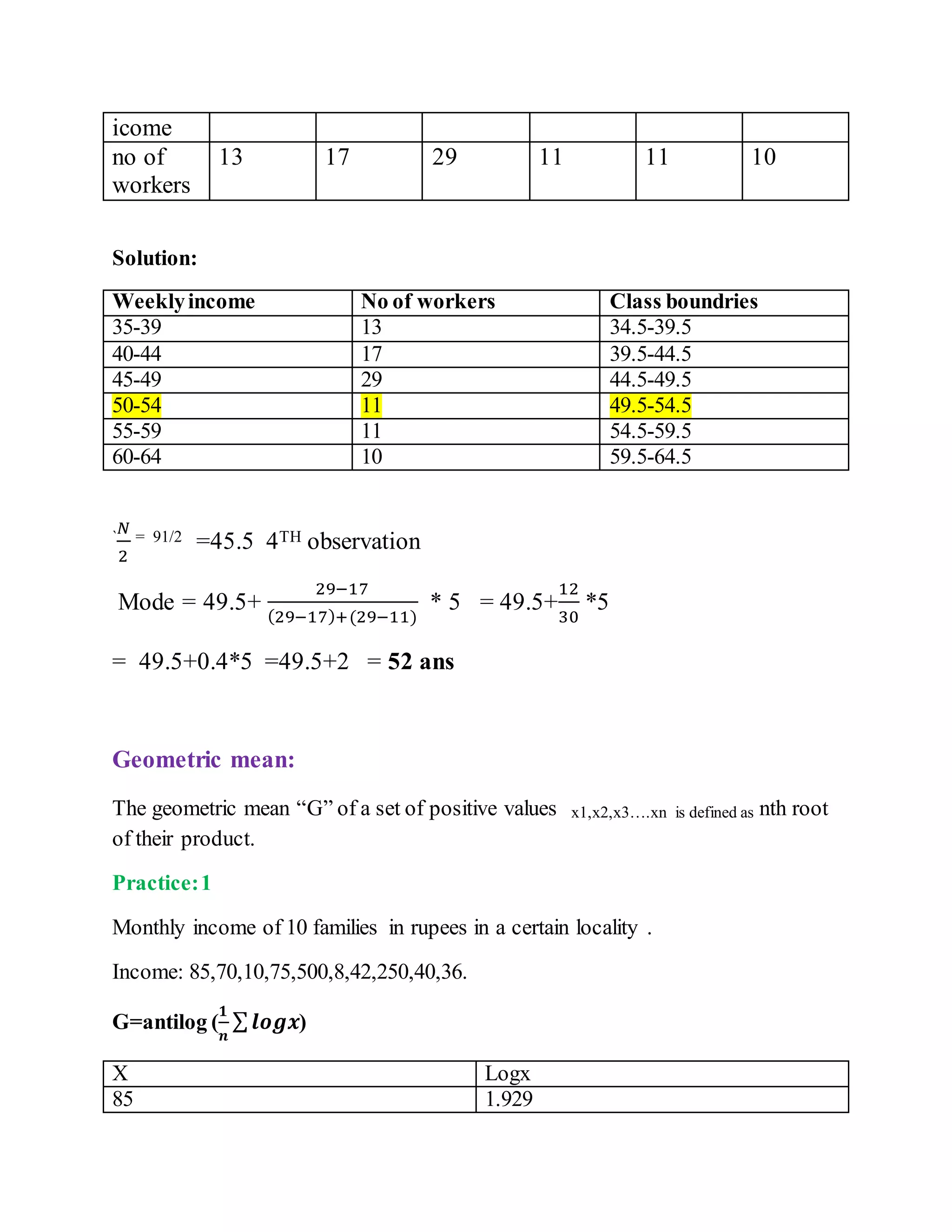measurment of central tendency | PDF