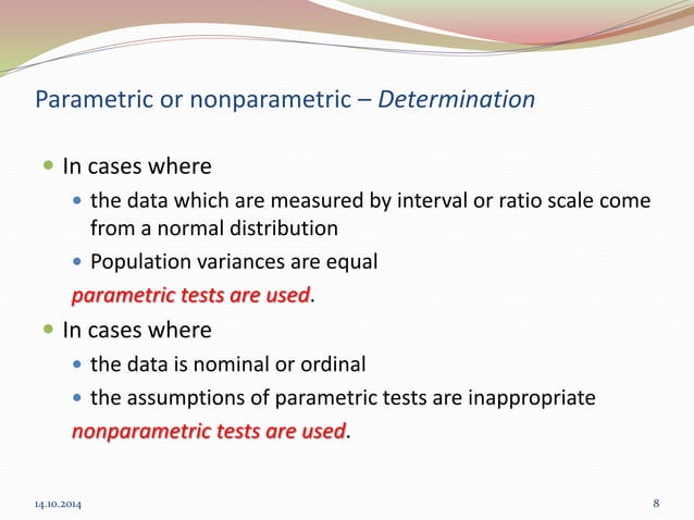Parametric vs Nonparametric Tests: When to use which | PPTX | Science