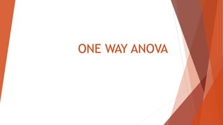 Statistics - ONE WAY ANOVA | PPTX