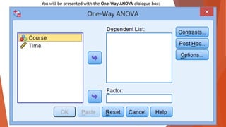 Statistics - ONE WAY ANOVA | PPTX