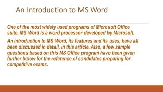 Statistics and Computer Applications - Presentation | PPTX
