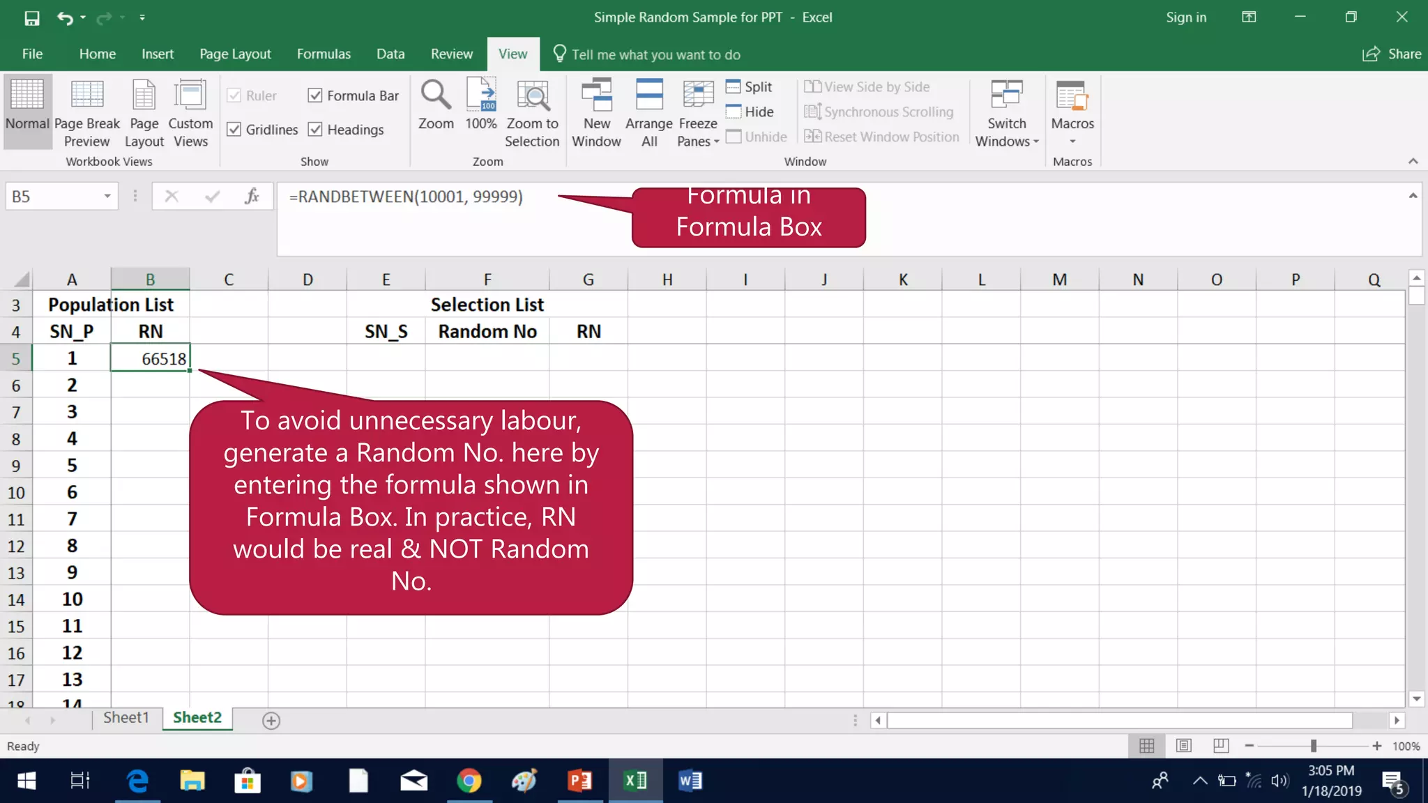 Statistics how to draw a simple random sample using excel sk1 | PPTX