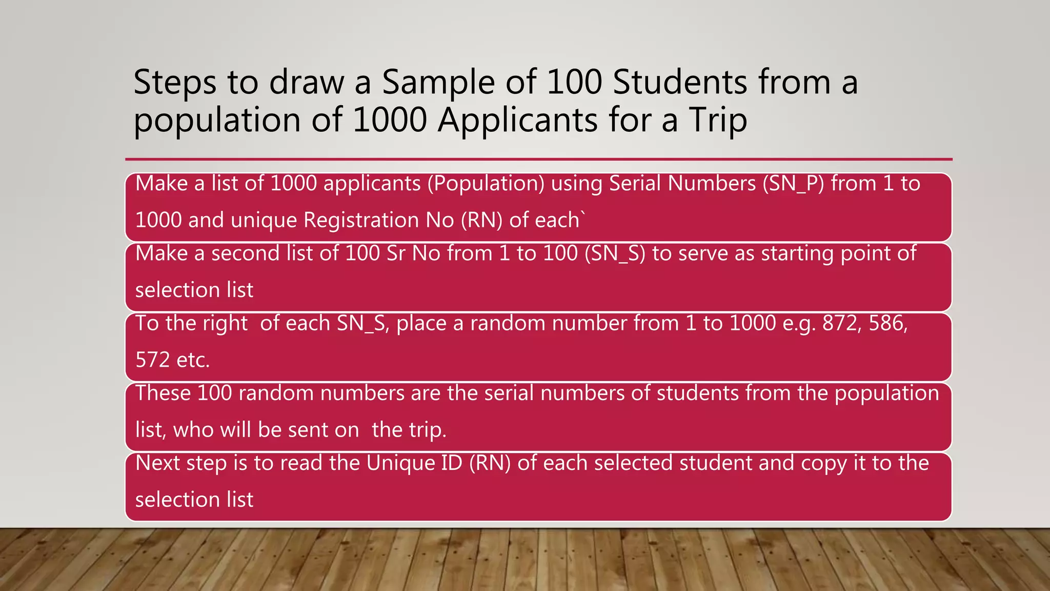 Statistics how to draw a simple random sample using excel sk1 | PPTX