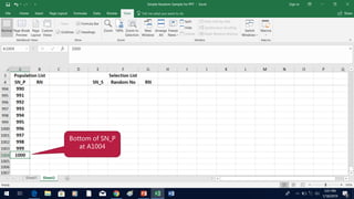 Statistics how to draw a simple random sample using excel sk1 | PPTX