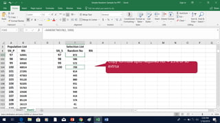 Statistics how to draw a simple random sample using excel sk1 | PPTX