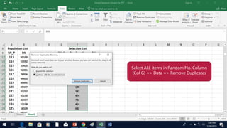 Statistics how to draw a simple random sample using excel sk1 | PPTX