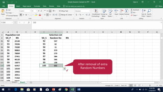 Statistics how to draw a simple random sample using excel sk1 | PPTX