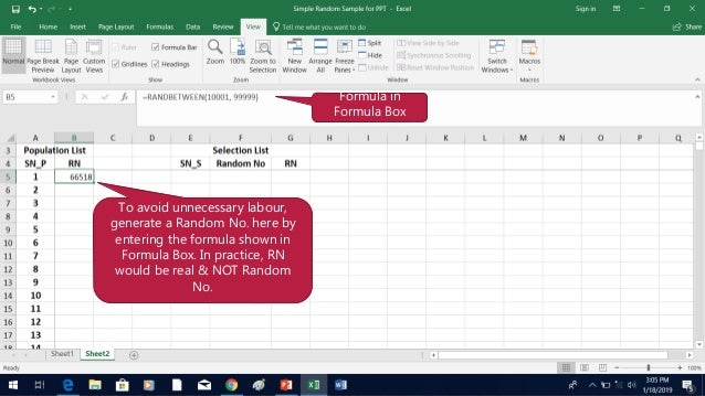 Statistics how to draw a simple random sample using excel sk1