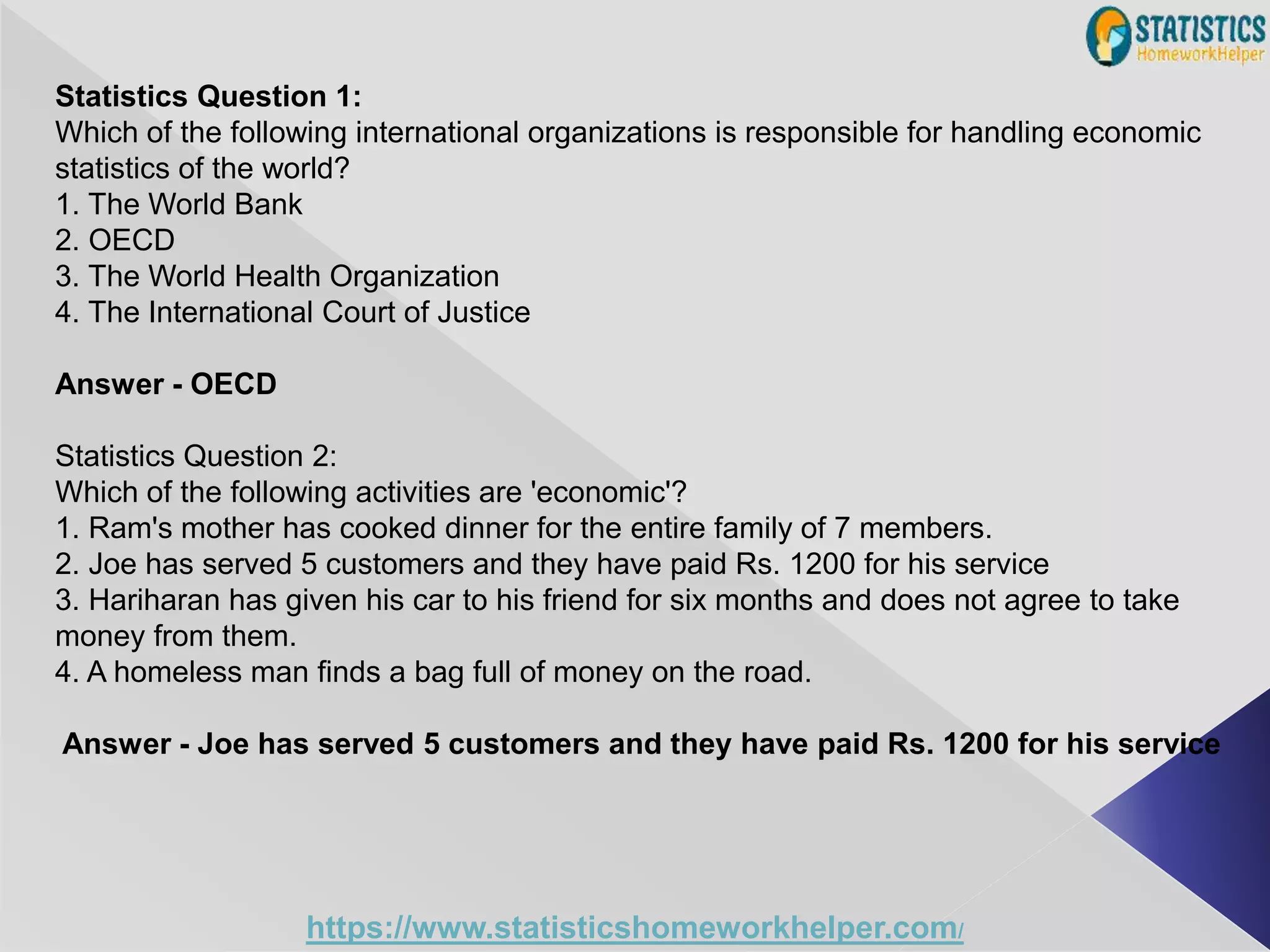 Statistics Multiple Choice Questions and Answers | PPTX