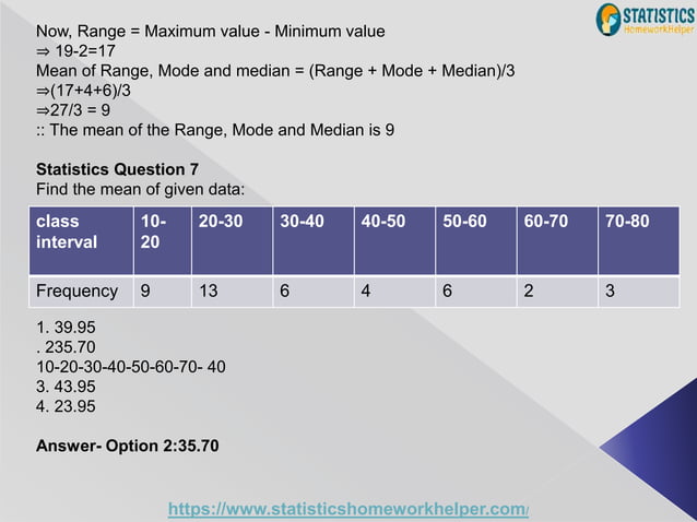 Statistics Multiple Choice Questions and Answers | PPT