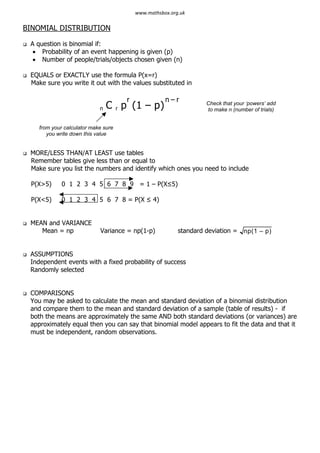 Statistics 1 revision notes | PDF