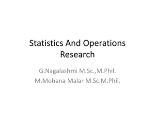 Statistics and operations research ppt | PPT