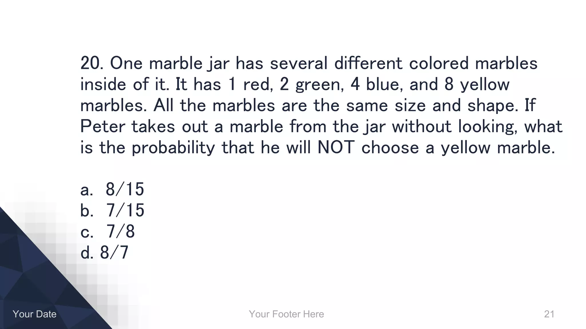 Statistics and probability test questions | PPTX