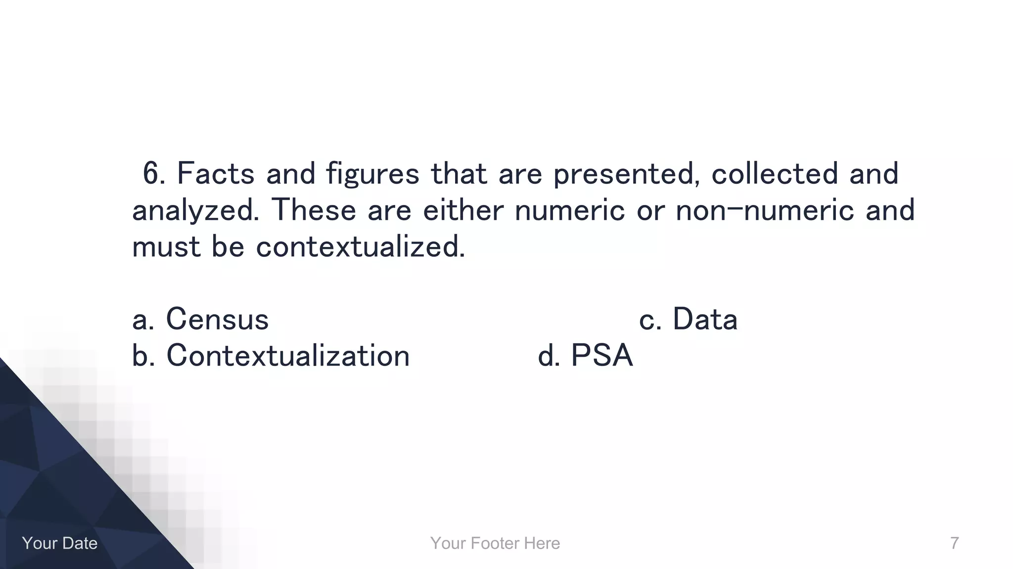Statistics and probability test questions | PPTX