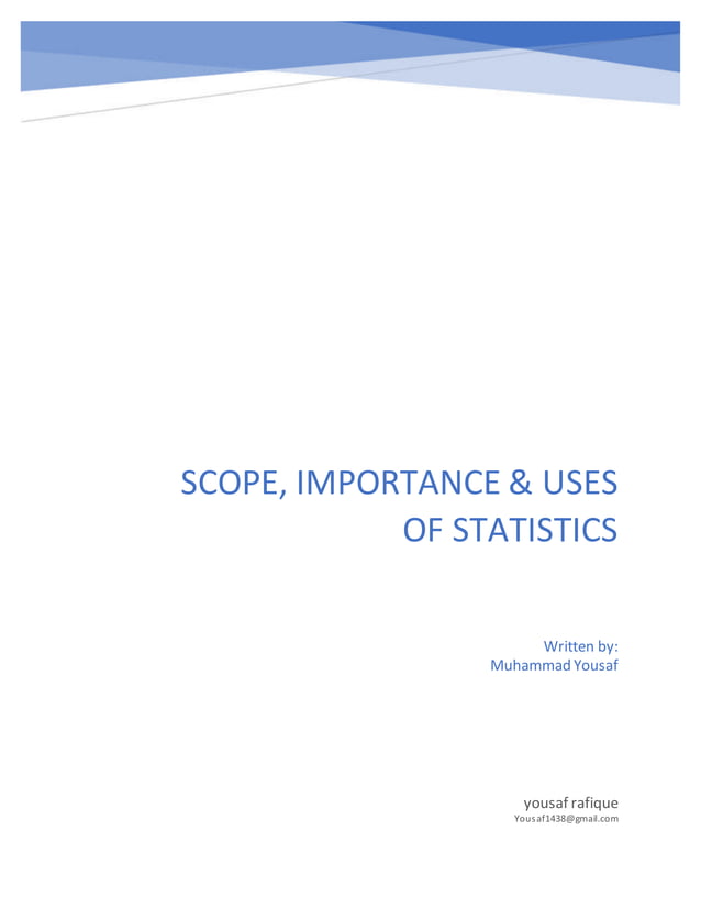 SCOPE, IMPORTANCE & USES OF STATISTICS | DOCX | Science