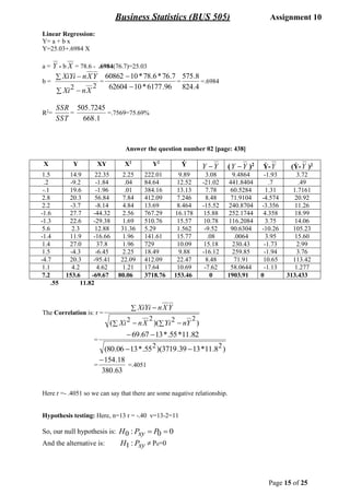 Statistics assignment 10 | DOC