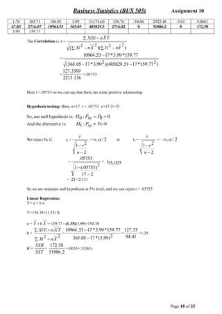 Statistics assignment 10 | DOC