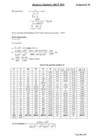 Statistics assignment 10 | DOC