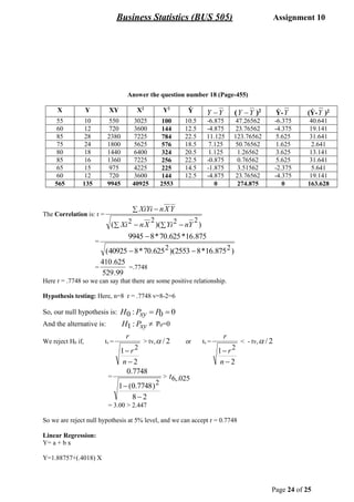Statistics assignment 10 | DOC
