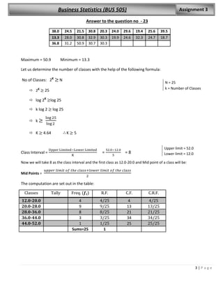Statistics assignment 3 | PDF