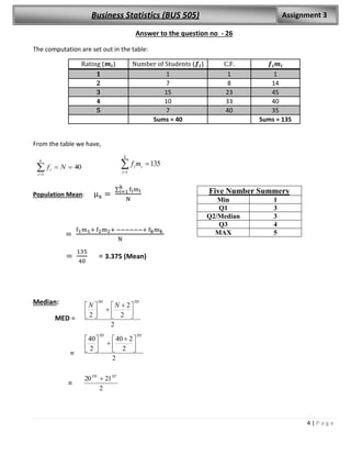 Statistics assignment 3 | PDF