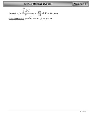 Statistics assignment 3 | PDF