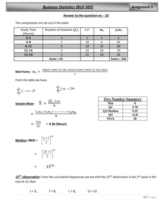 Statistics assignment 3 | PDF