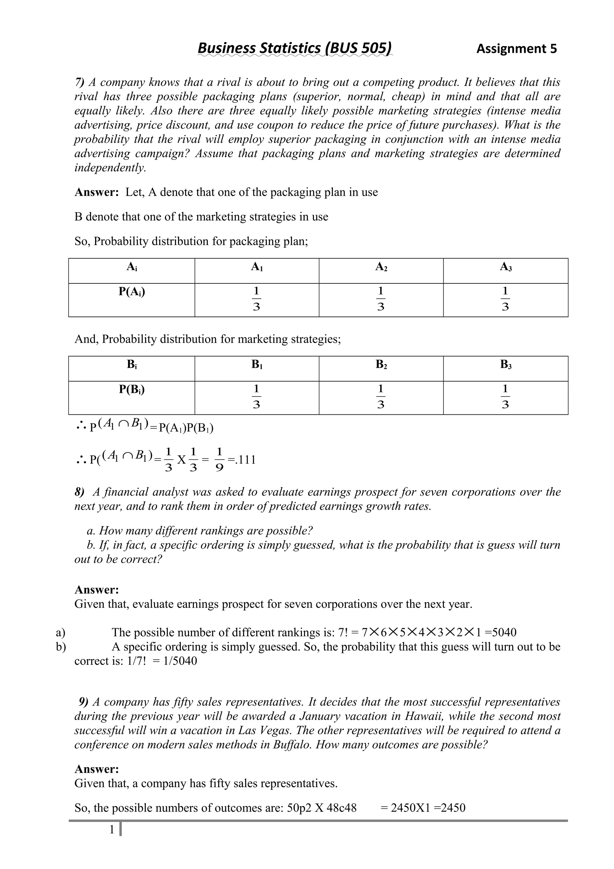 Statistics assignment 5 | DOC