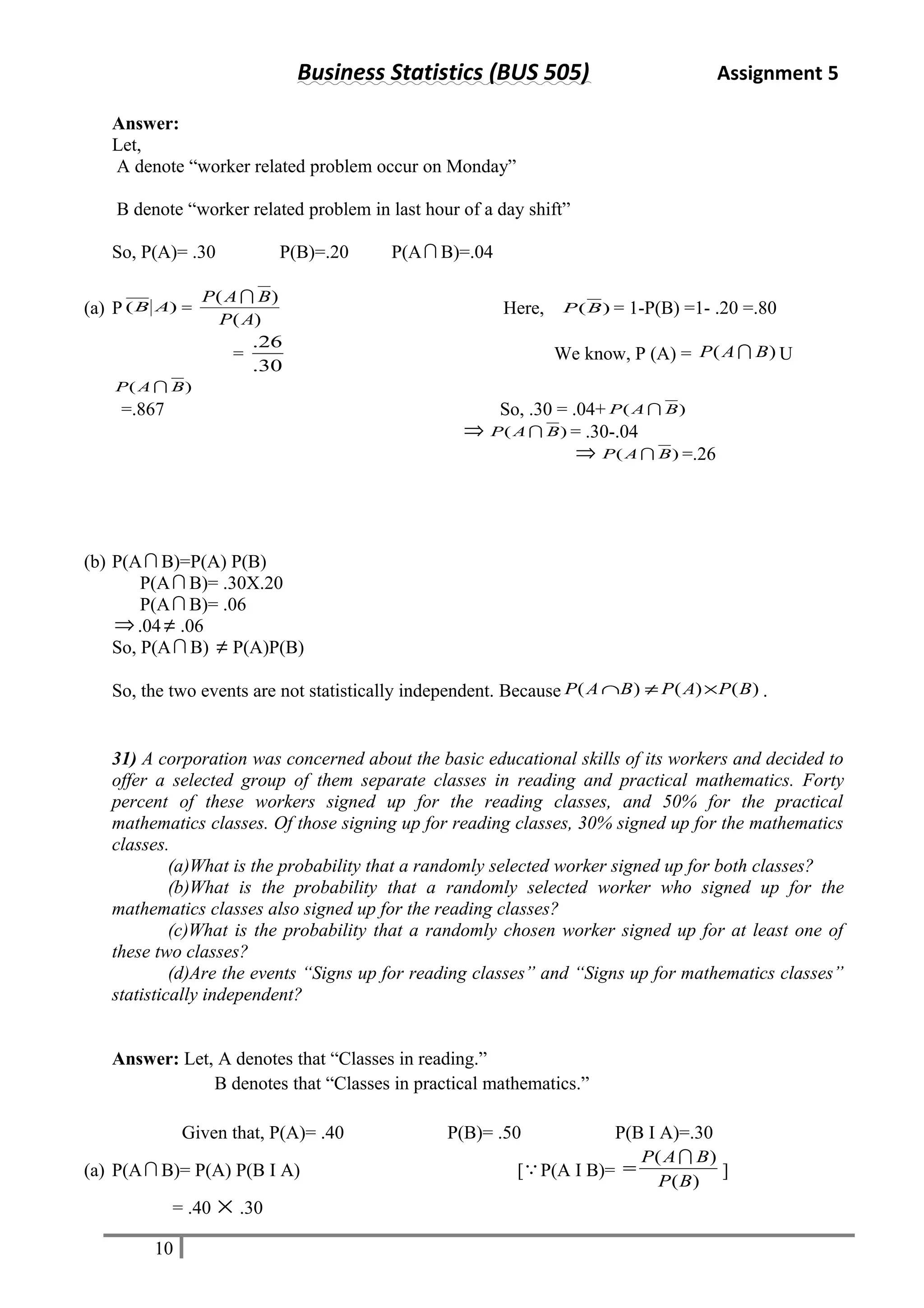 Statistics assignment 5 | DOC