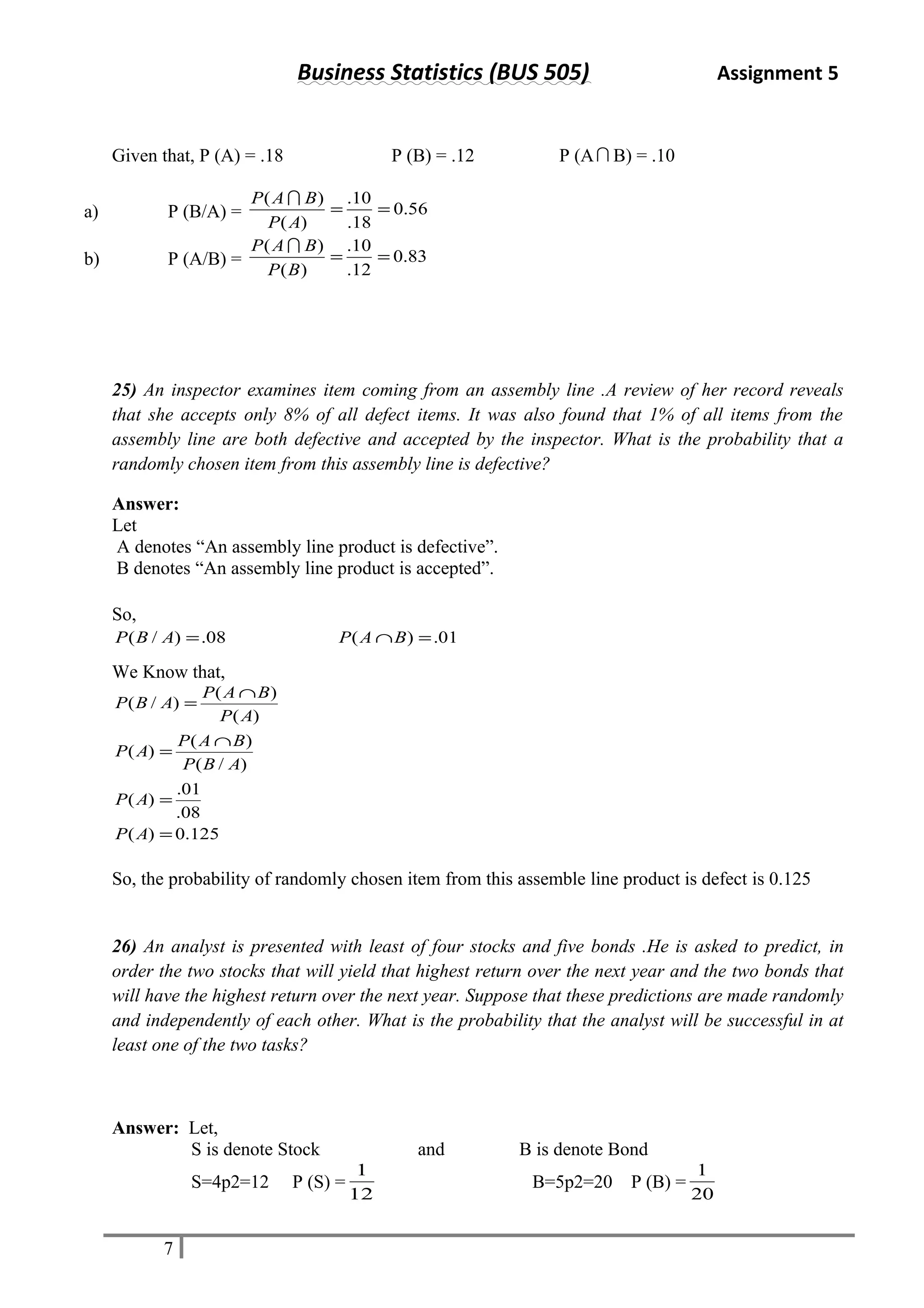 Statistics assignment 5 | DOC