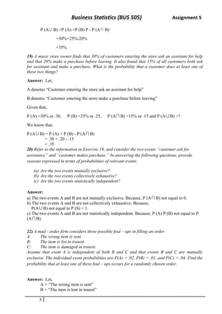 Statistics assignment 5 | DOC