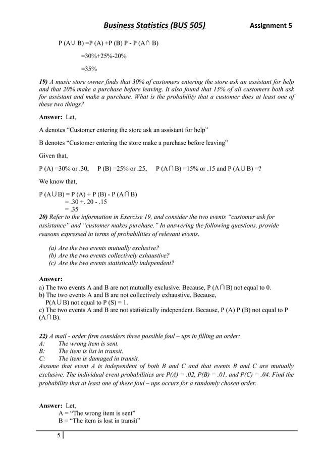Statistics assignment 5 | DOC | Mutual Funds | Personal Investing