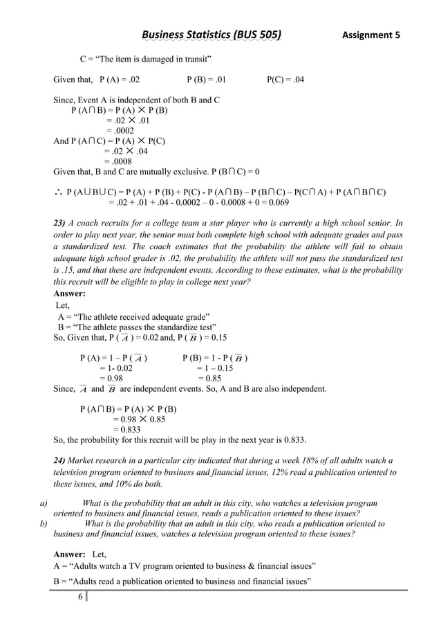 Statistics assignment 5 | DOC | Mutual Funds | Personal Investing