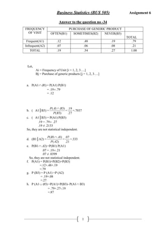 Statistics assignment 6 | DOCX