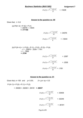 Statistics assignment 7 | PDF