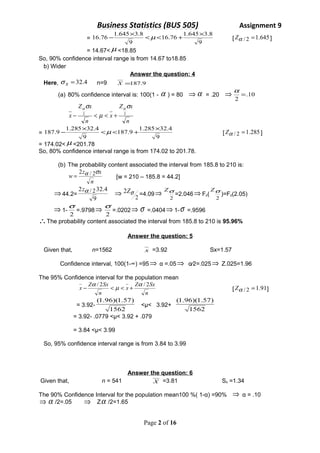 Statistics assignment 9 | DOC | Business | Business and Finance