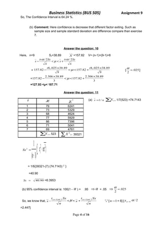 Statistics assignment 9 | PDF