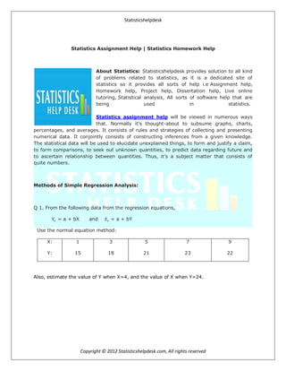 Statistics assignment help | PDF