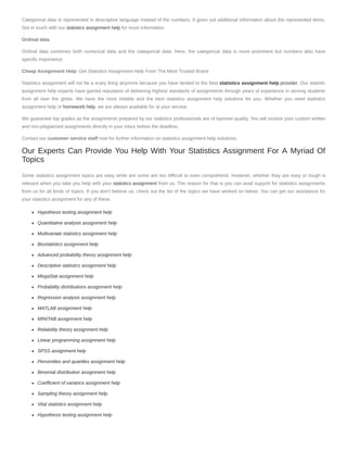 Statistics assignment help | PDF | Homework and Study | Education
