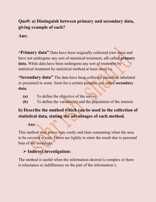 intro to statistics | DOCX