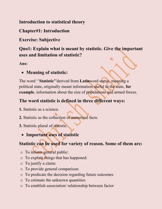 intro to statistics | DOCX