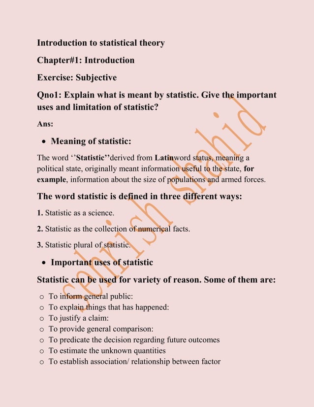 intro to statistics | DOCX | Science