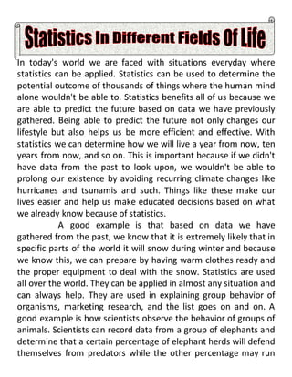 Statistics in different fields of life | DOCX | Business Banking ...