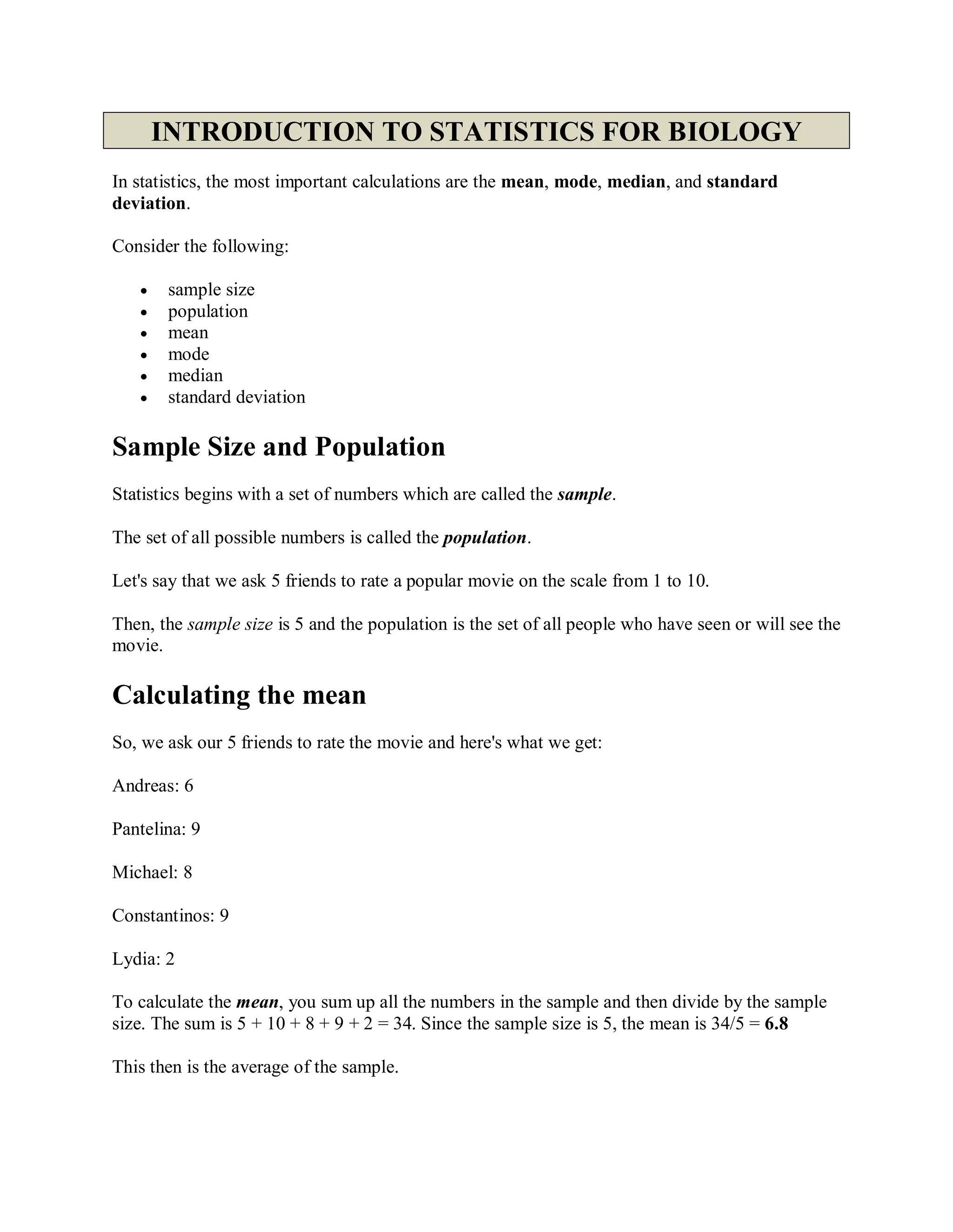 Statistics for biology | PDF