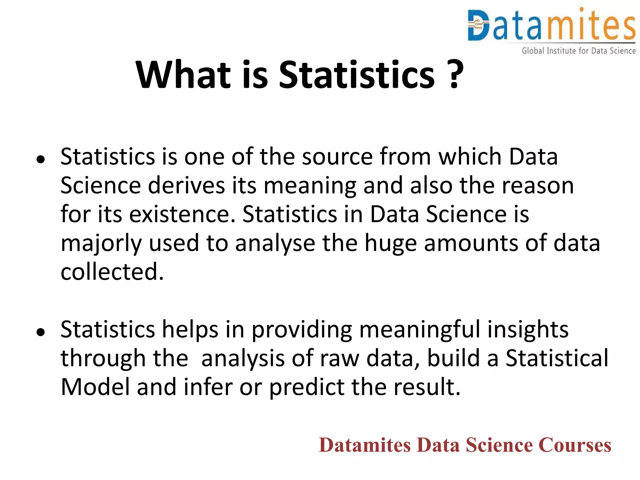 Statistics For Data Science | PPTX