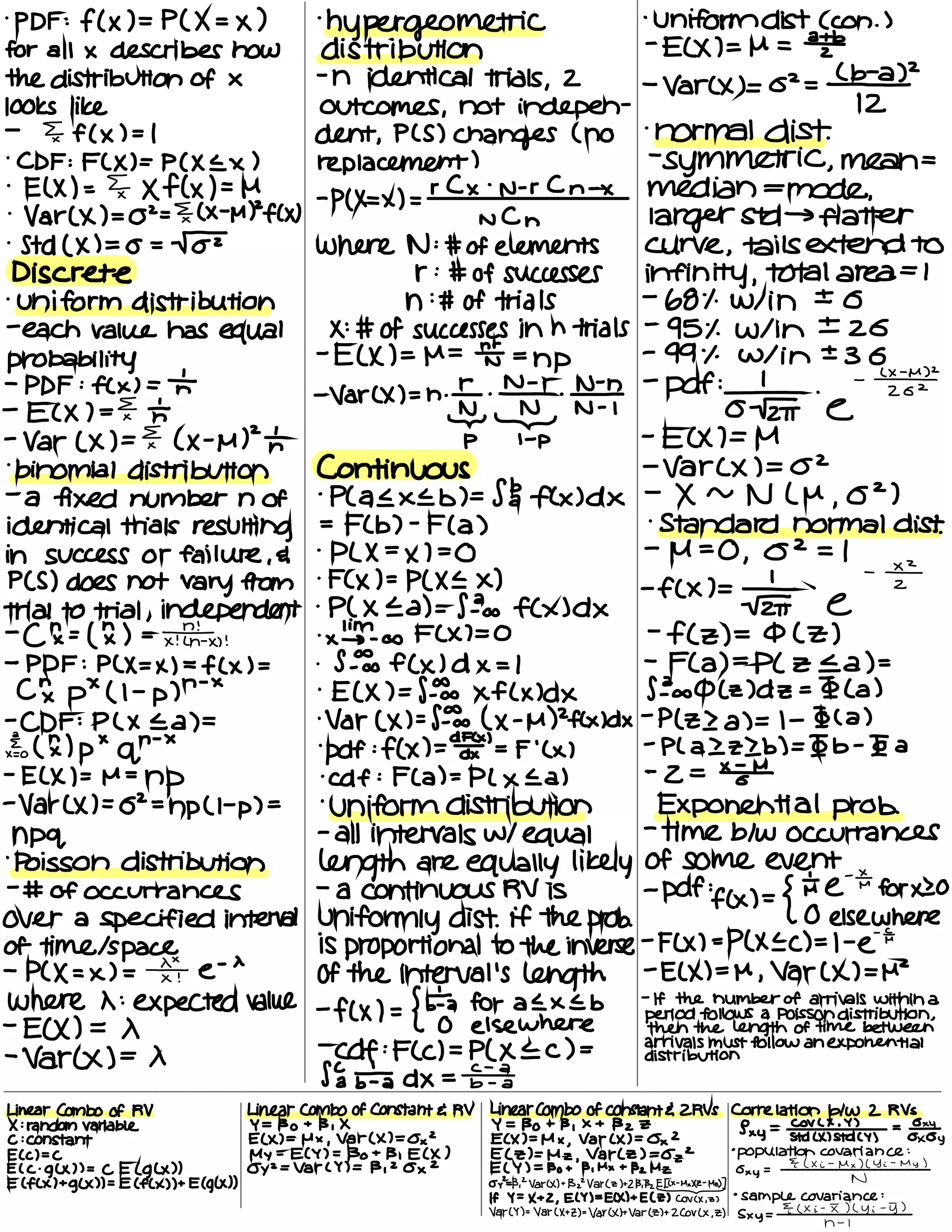 Statistics For Economics Midterm 2 Cheat Sheet Pdf Physics Science